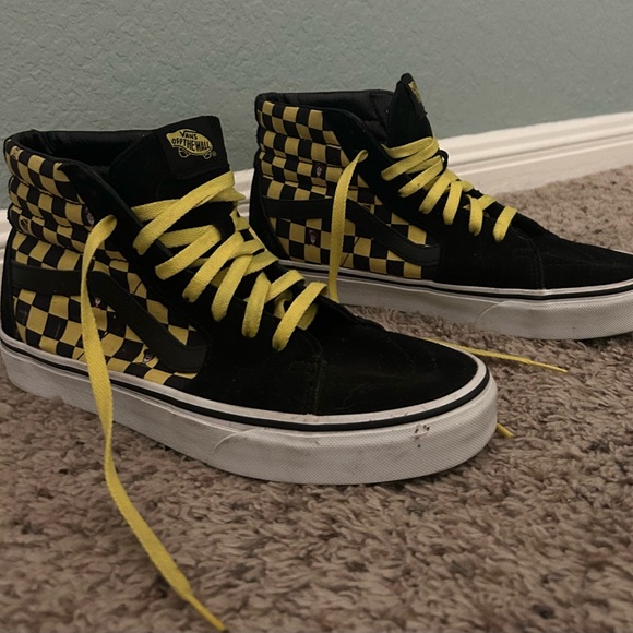 Vans | Shoes | Vans Black And Yellow Checkered Hightops Wheres Waldo ...